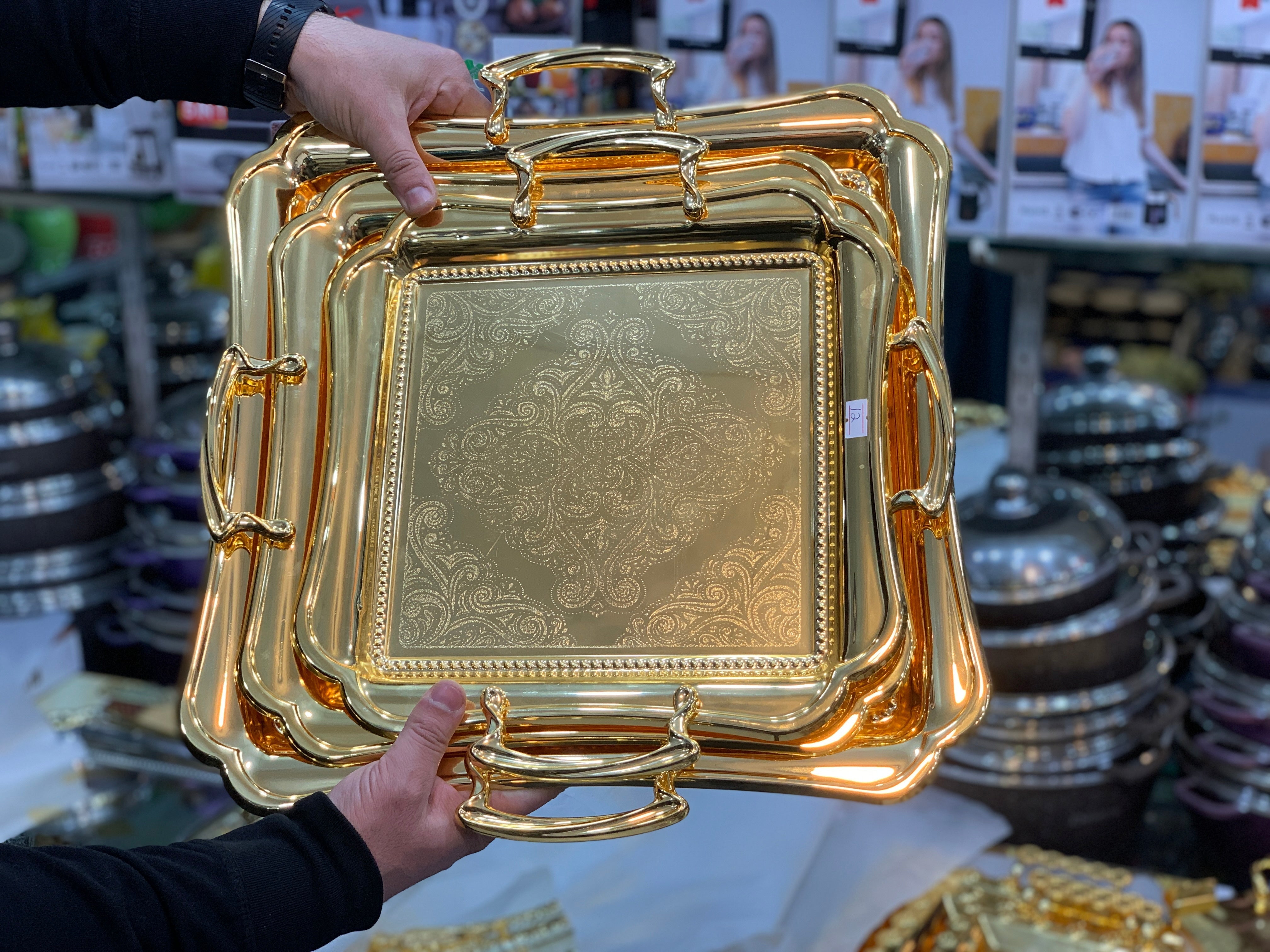 Stainless Steel Golden Trays 3 in 1 – dubaizones