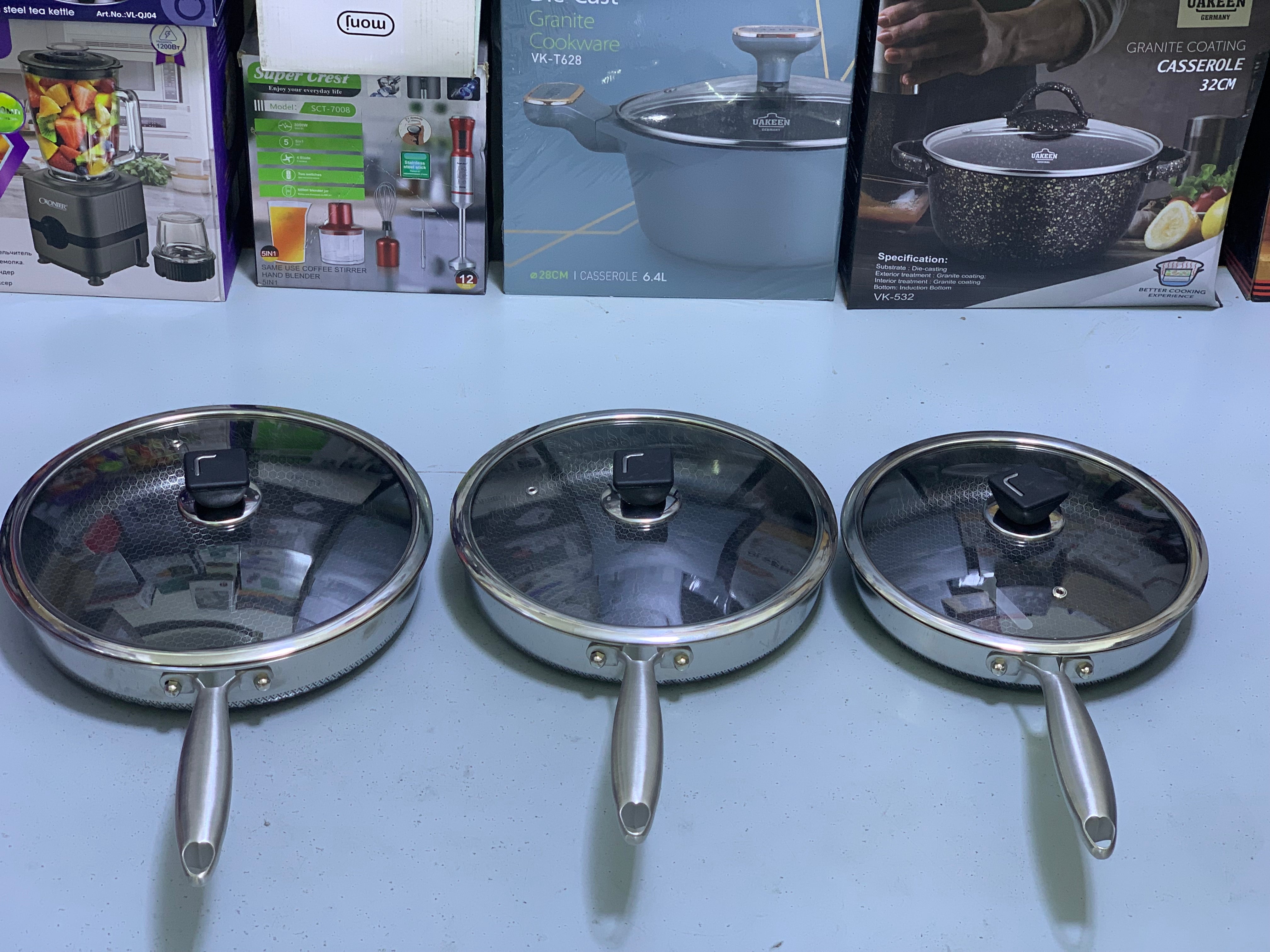 Laser Coated Frying Pan with Lid and Special Handle Opening key ...